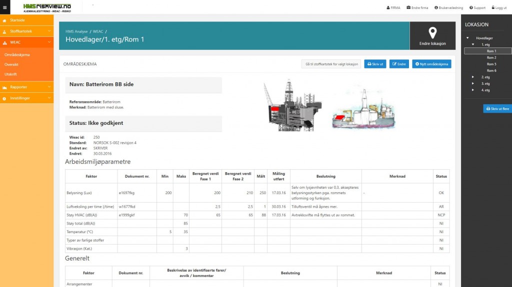 STOFFKARTOTEK DATABLAD WEAC RISIKOVURDERING - HMS analyse AS